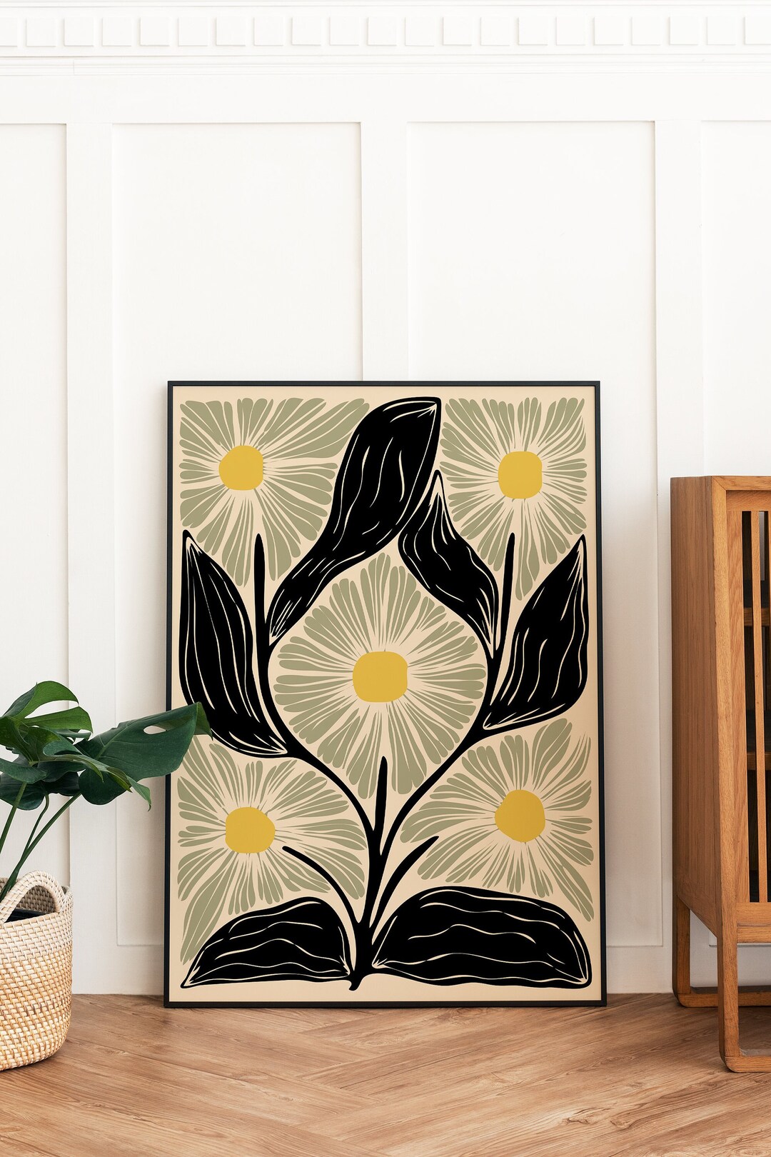 Botanical Print Floral Sage Green Botanical Wall Decor Neutral Flower ...