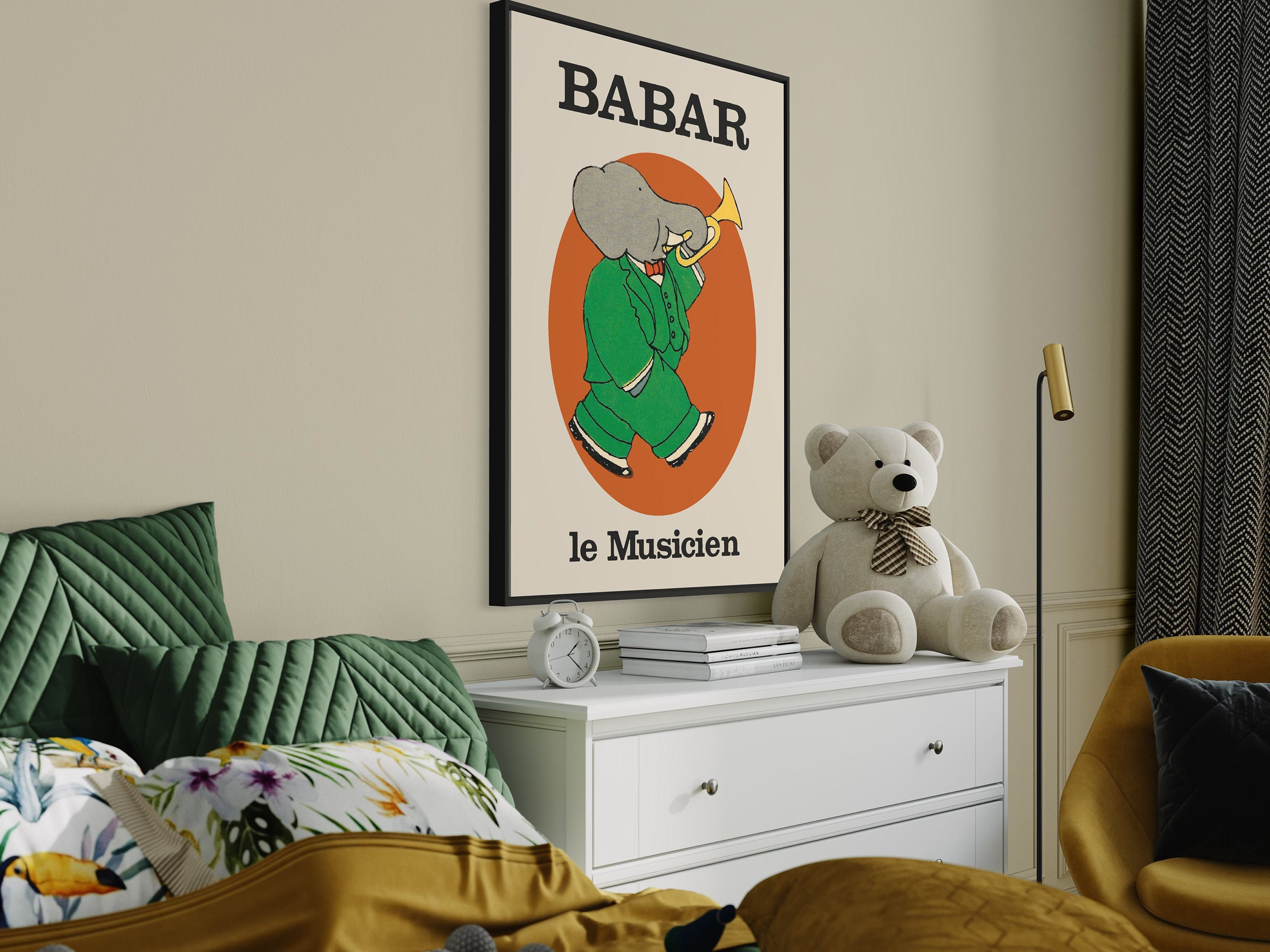 Babar the Elephant Wall Art Nursery Decor Kids Gift Retro Wall Art ...