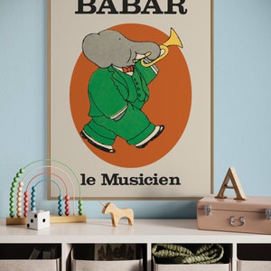 Babar the Elephant Print, Retro Nursery Decor - Etsy