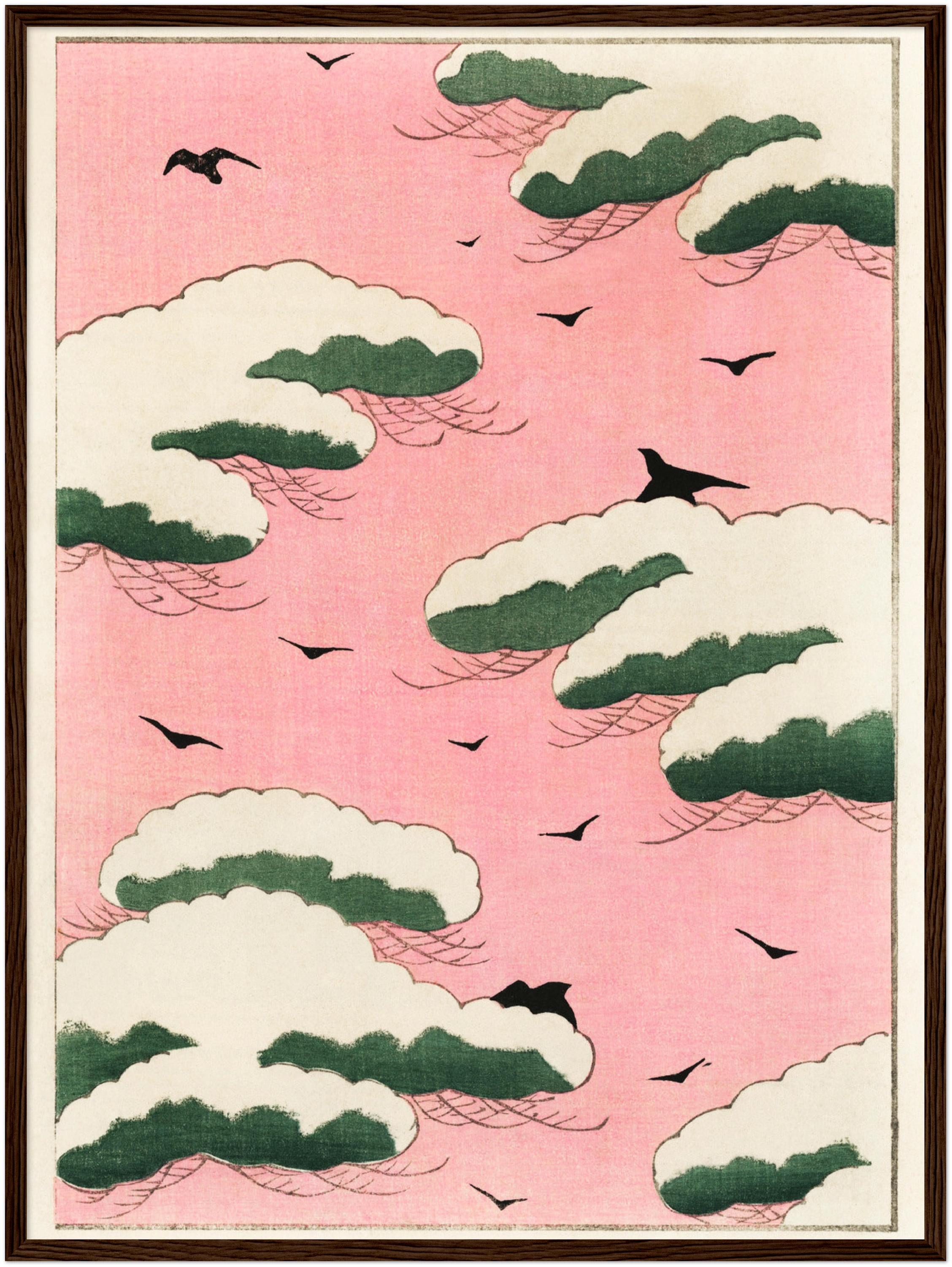 Japanese Art Pink Sky Wall Art Japanese Wall Art by Wanatabe Seitei ...