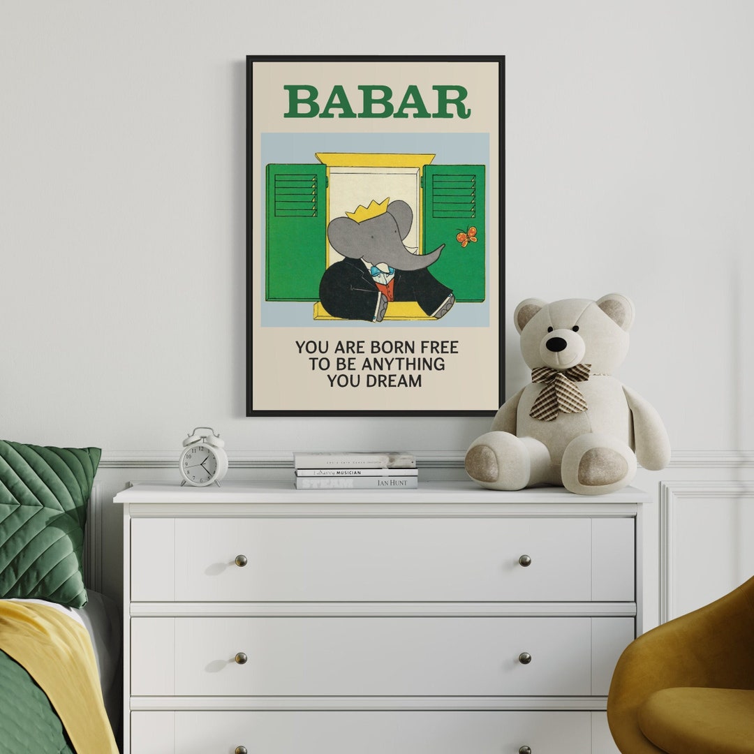 Babar the Elephant Wall Art Nursery Decor Kids Gift Retro Wall Art ...