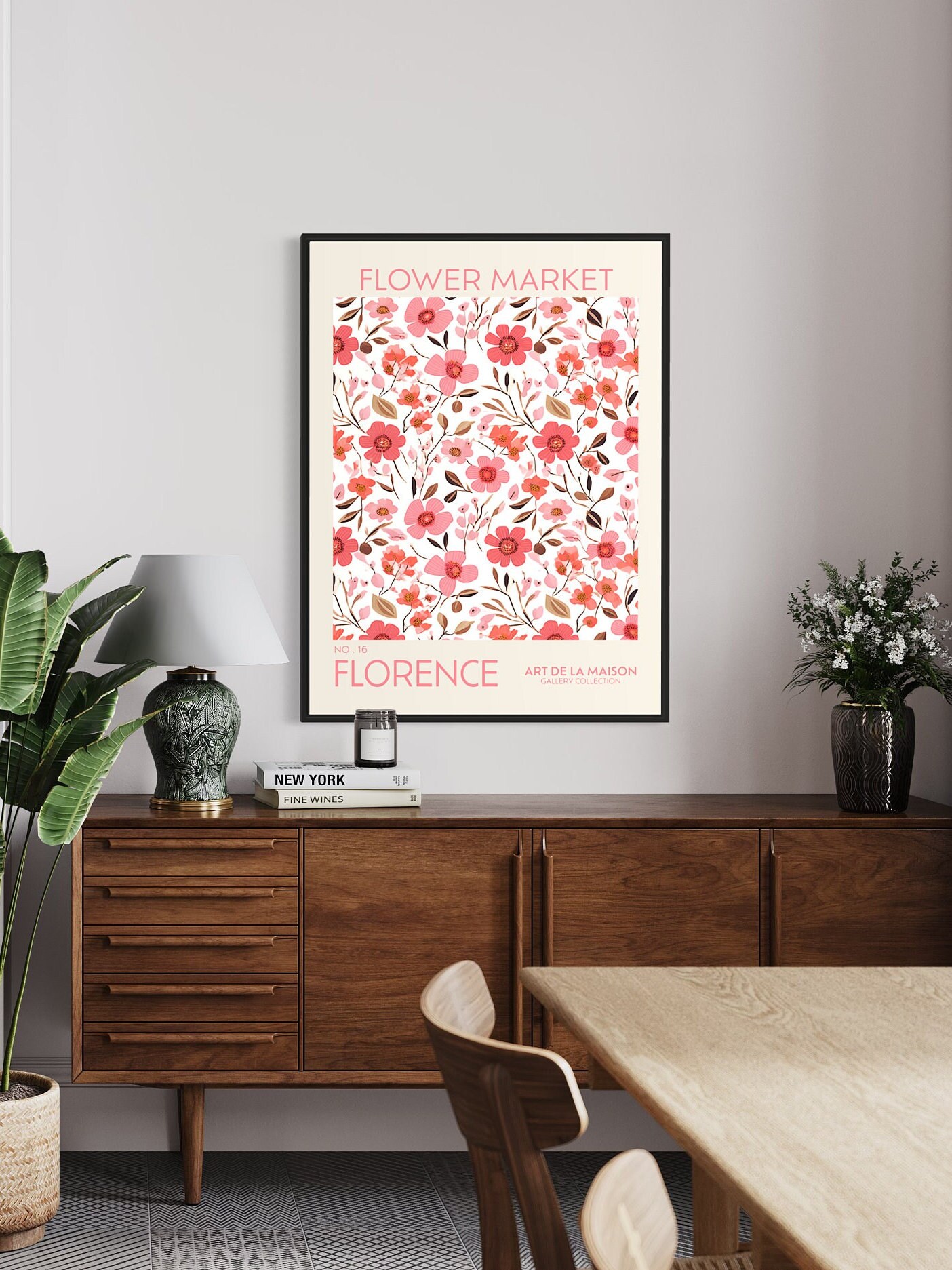 Flower Market Print, Botanical Wall Art, Floral Decor Poster, Flower ...