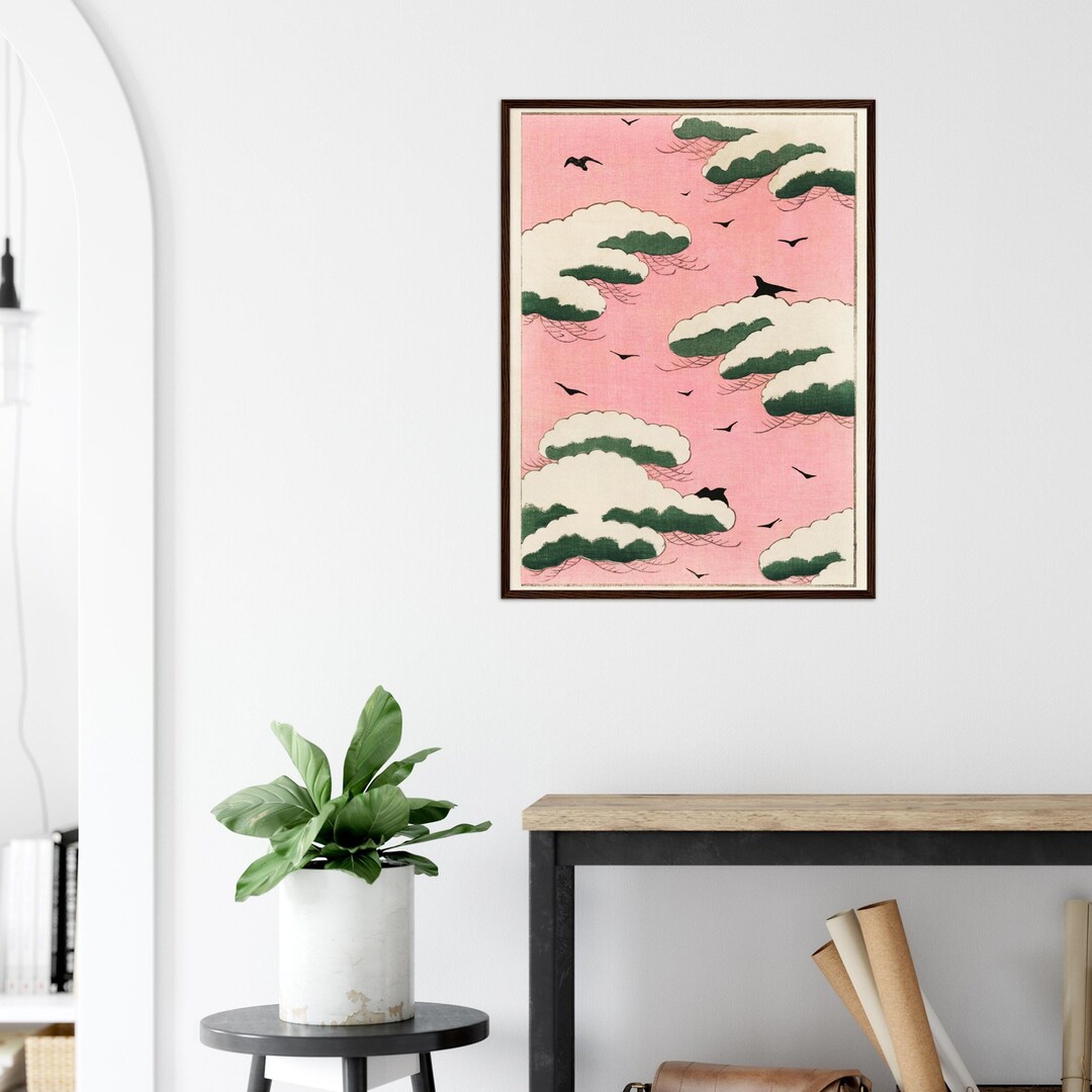 Japanese Art Pink Sky Wall Art Japanese Wall Art by Wanatabe Seitei ...