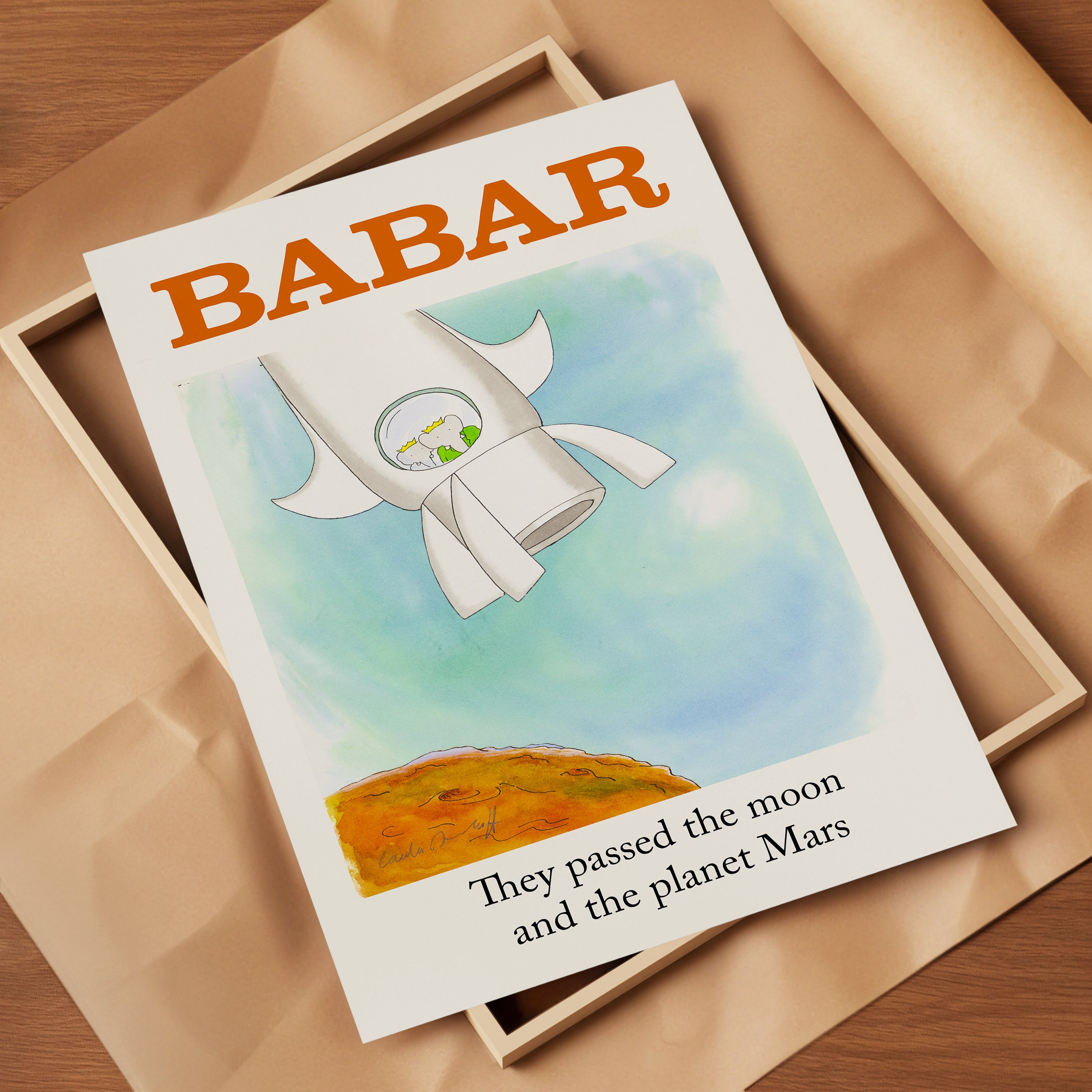 Babar the Elephant Wall Art Nursery Decor Kids Gift Retro Wall Art ...