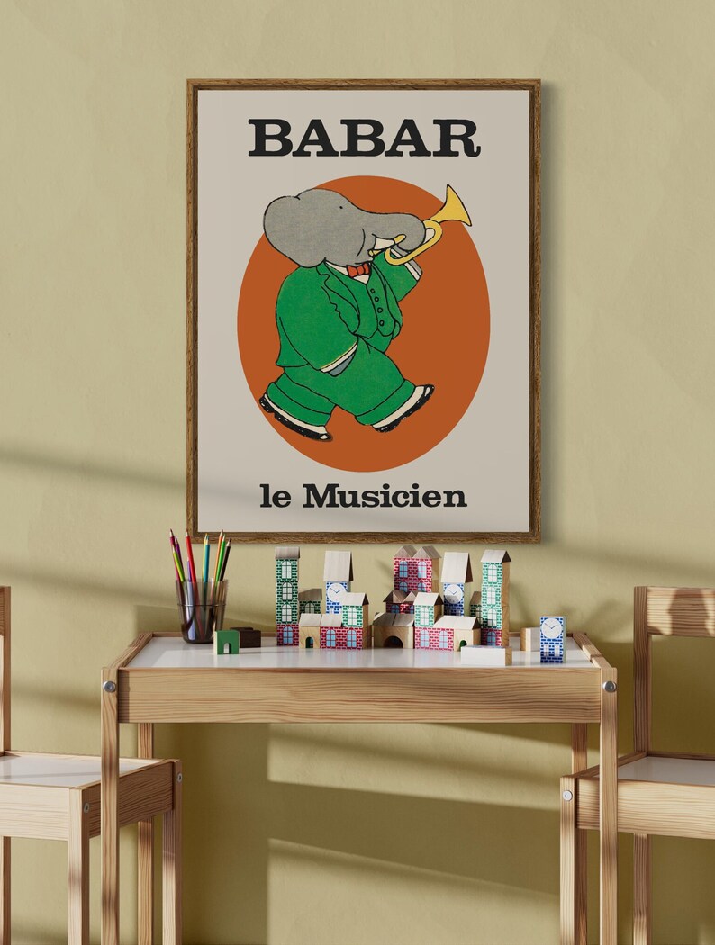 Babar the Elephant Print, Retro Nursery Decor - Etsy