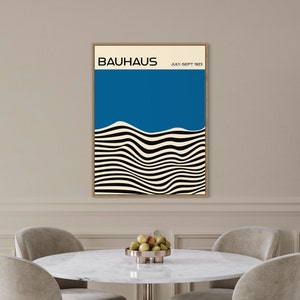 Bauhaus Exhibition Print, Blue Abstract Waves, Modern Wall Art - Etsy
