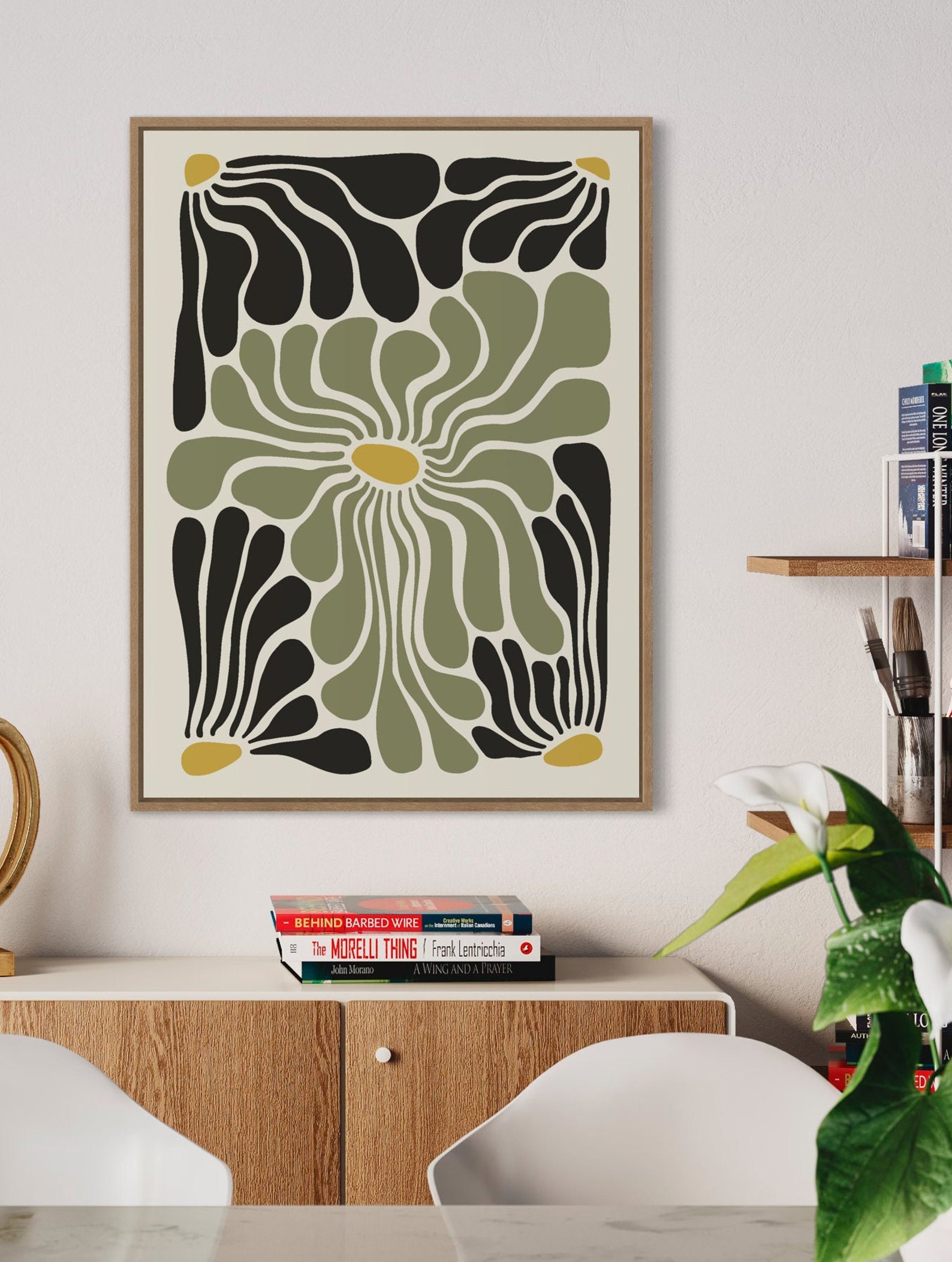 Mid Century Modern Botanical Print, Abstract Floral Wall Art - Etsy