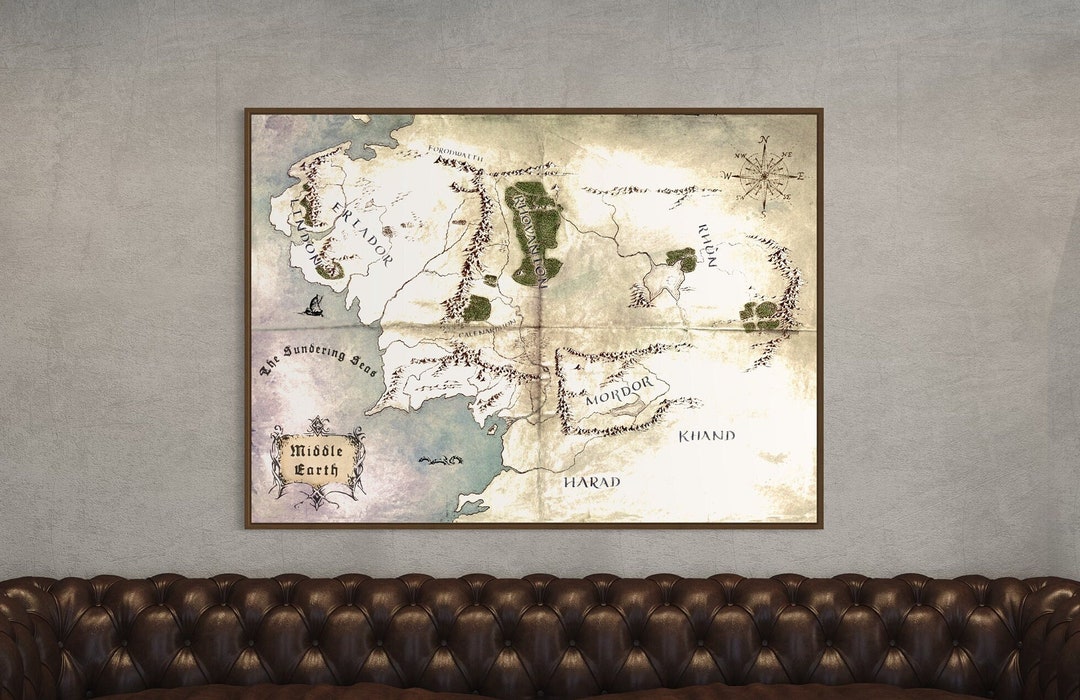 Middle Earth Map Poster, Antique Style LOTR Hobbit World Map - Etsy