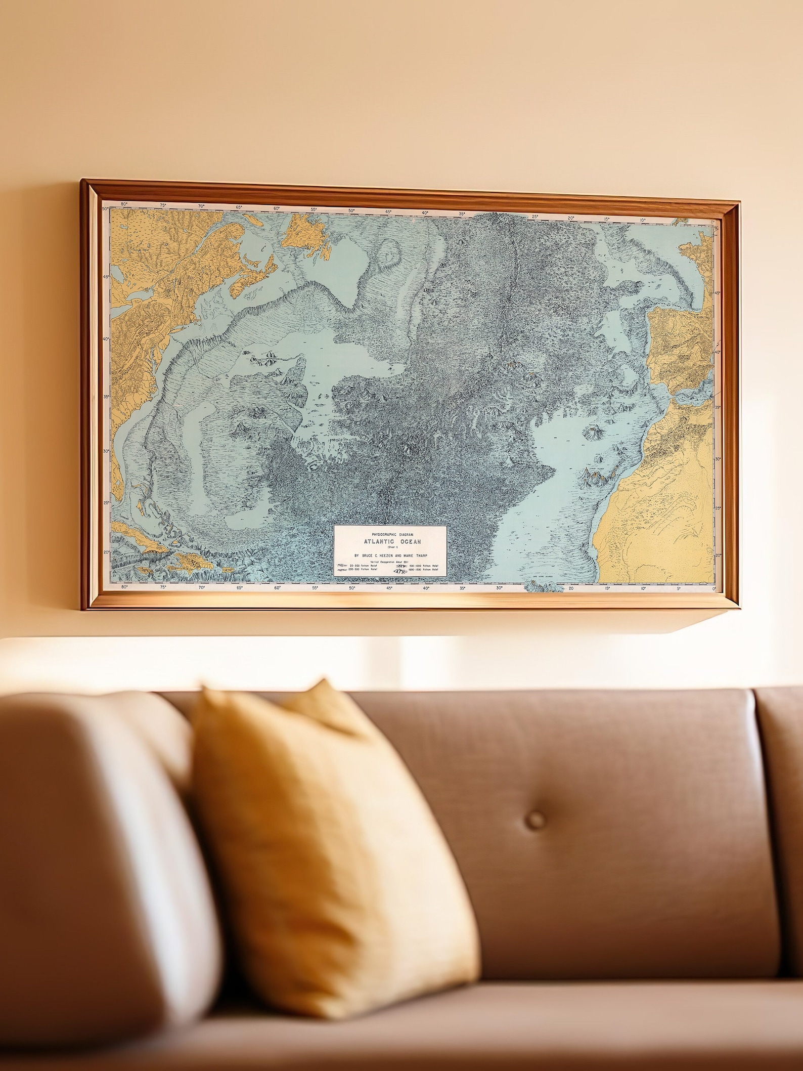 Ocean Floor Map Art Scientific Print Map Vintage Map Ocean - Etsy UK