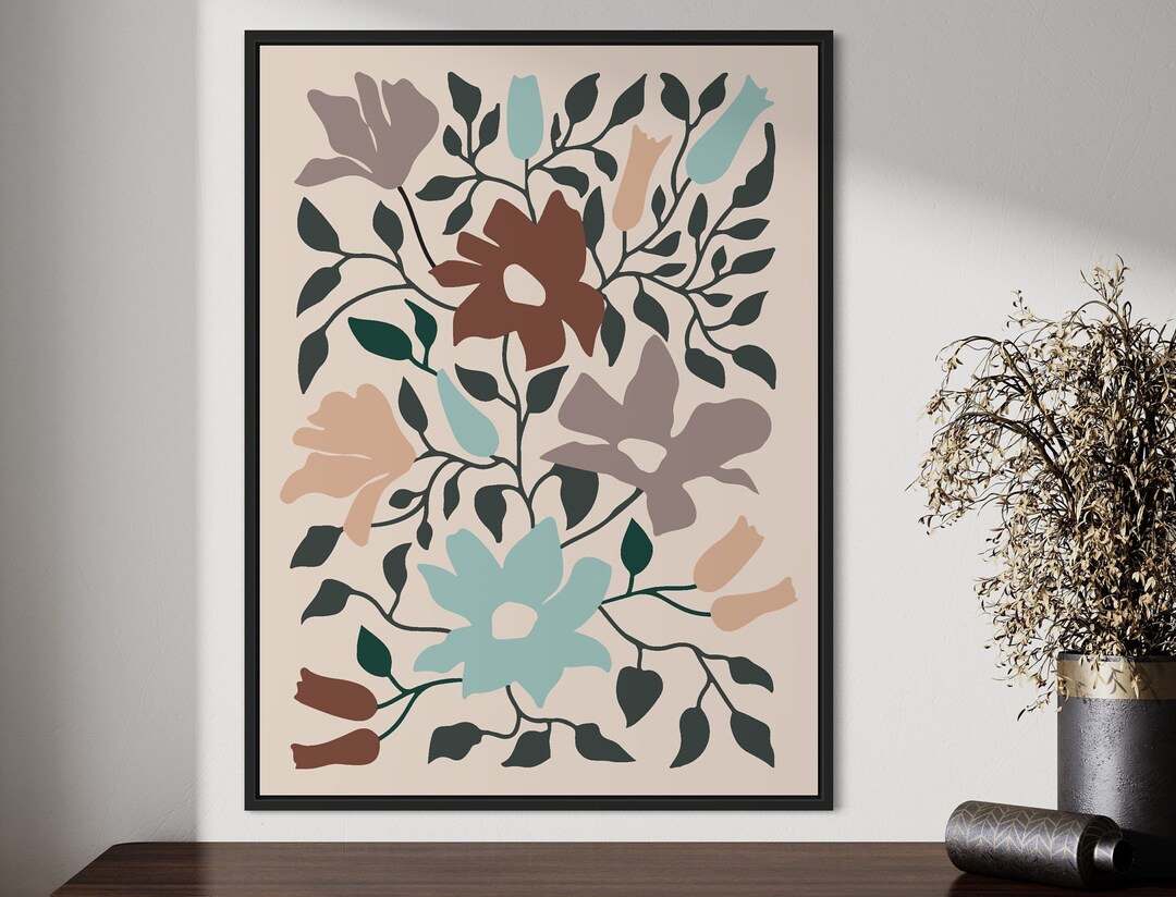 Botanical Print Retro Poster Boho Wall Decor Beutral Botanical Wall ...