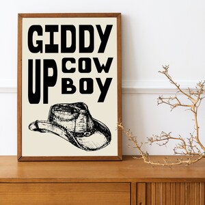 Giddy up Cowboy Print, Typography Poster, Western Wall Decor, Funky ...