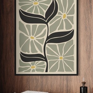 Botanical Print Retro Poster Boho Wall Decor Sage Green Botanical Wall ...