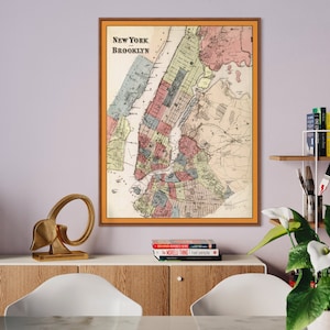 Old Map of New York City, Vintage Map, Antique Map, Manhattan, Brooklyn ...