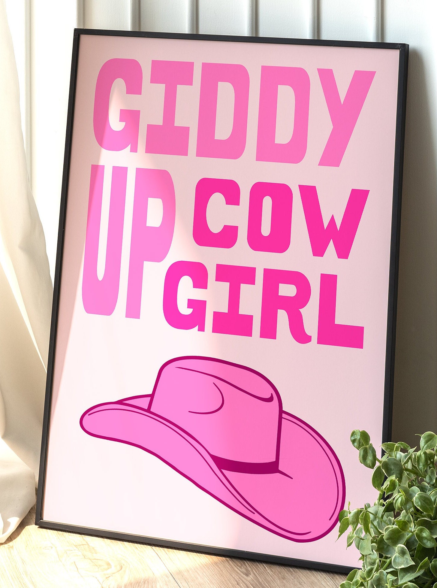 Giddy up Cowgirl Print, Pink Western Wall Art - Etsy
