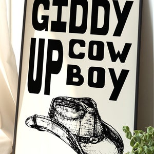 Giddy up Cowboy Print, Typography Poster, Western Wall Decor, Funky ...