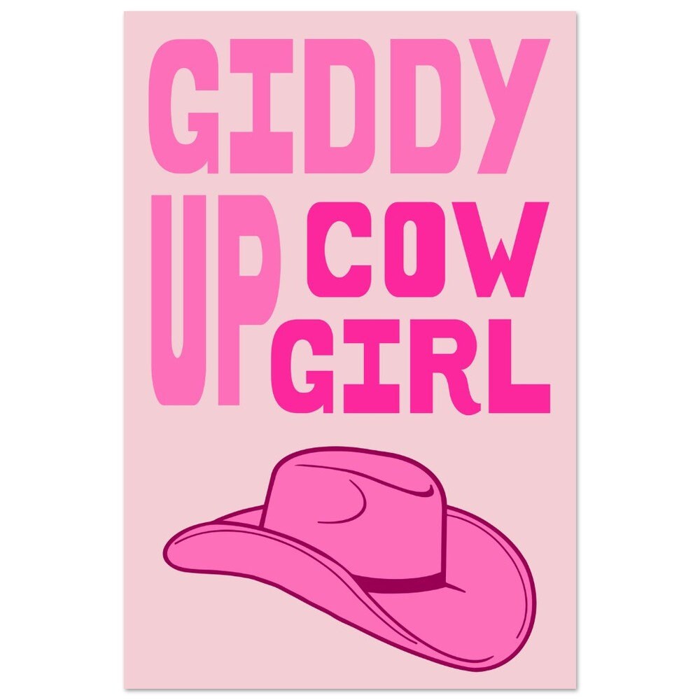 Giddy up Cowgirl Print, Pink Western Wall Art - Etsy