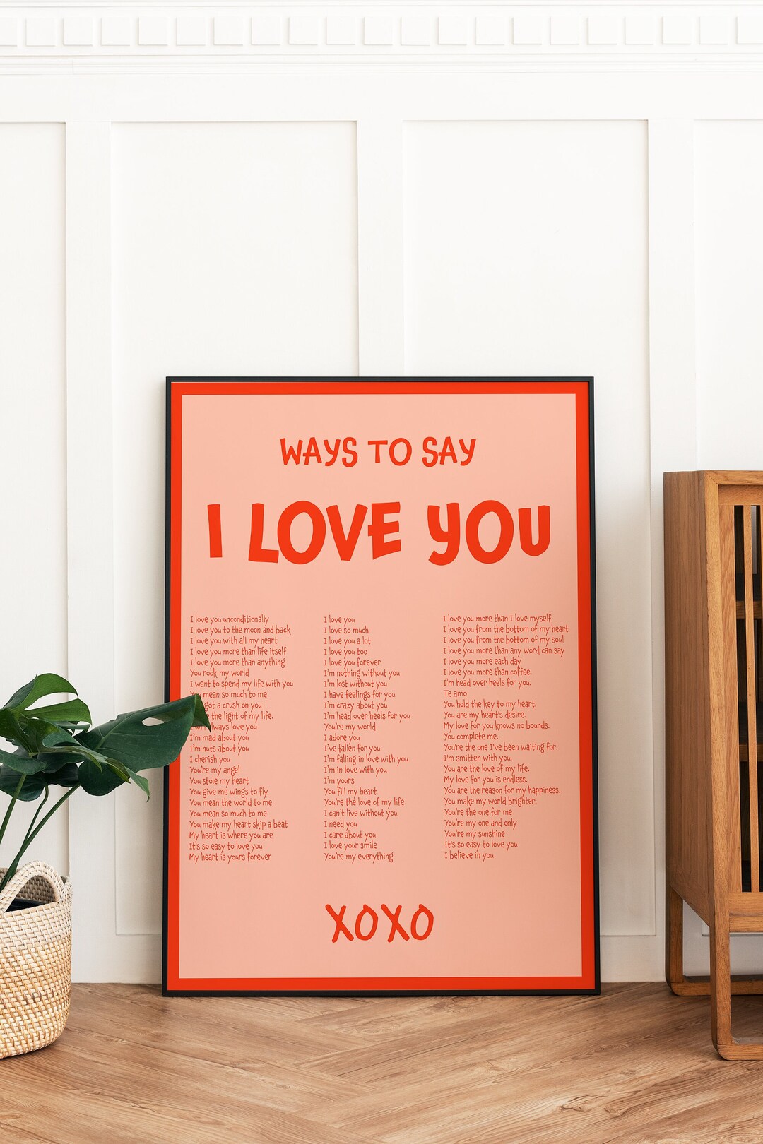 I Love You Wall Print, Typography Wall Art, Retro Wall Art, Love is ...
