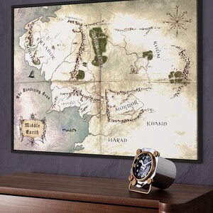 Middle Earth Antique Map Wall Decor, World Map Lord of the Rings Poster ...