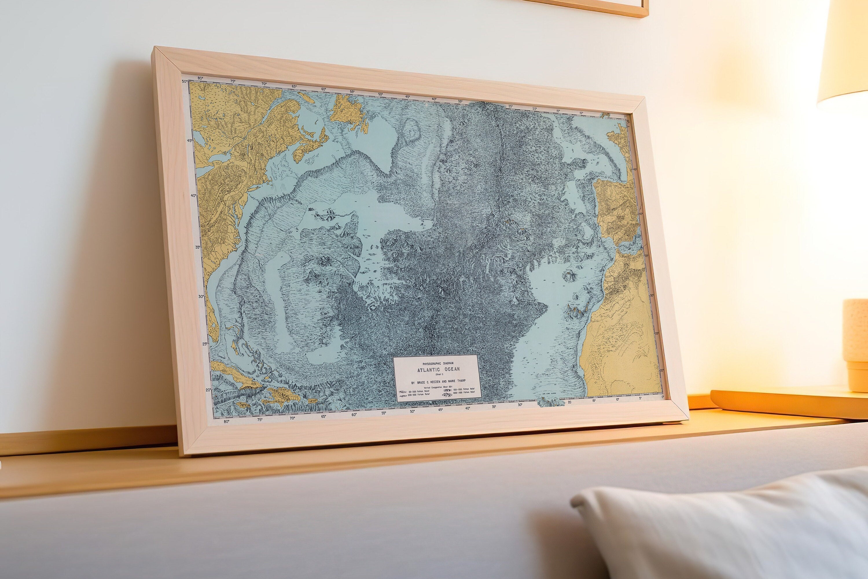 Ocean Floor Map Art Scientific Print Map Vintage Map Ocean - Etsy
