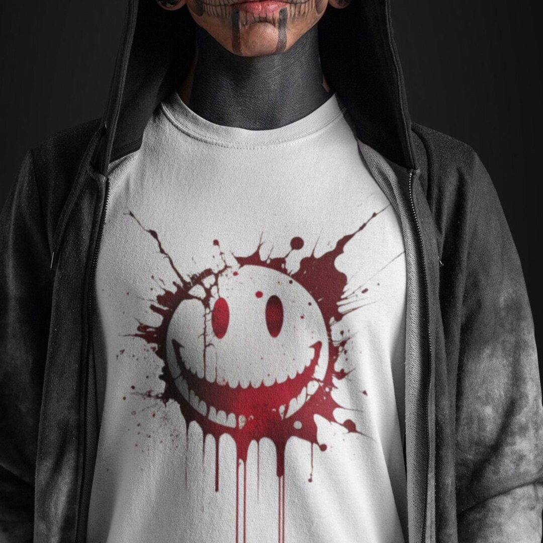 Blood Smiley Horror T-shirt - Etsy