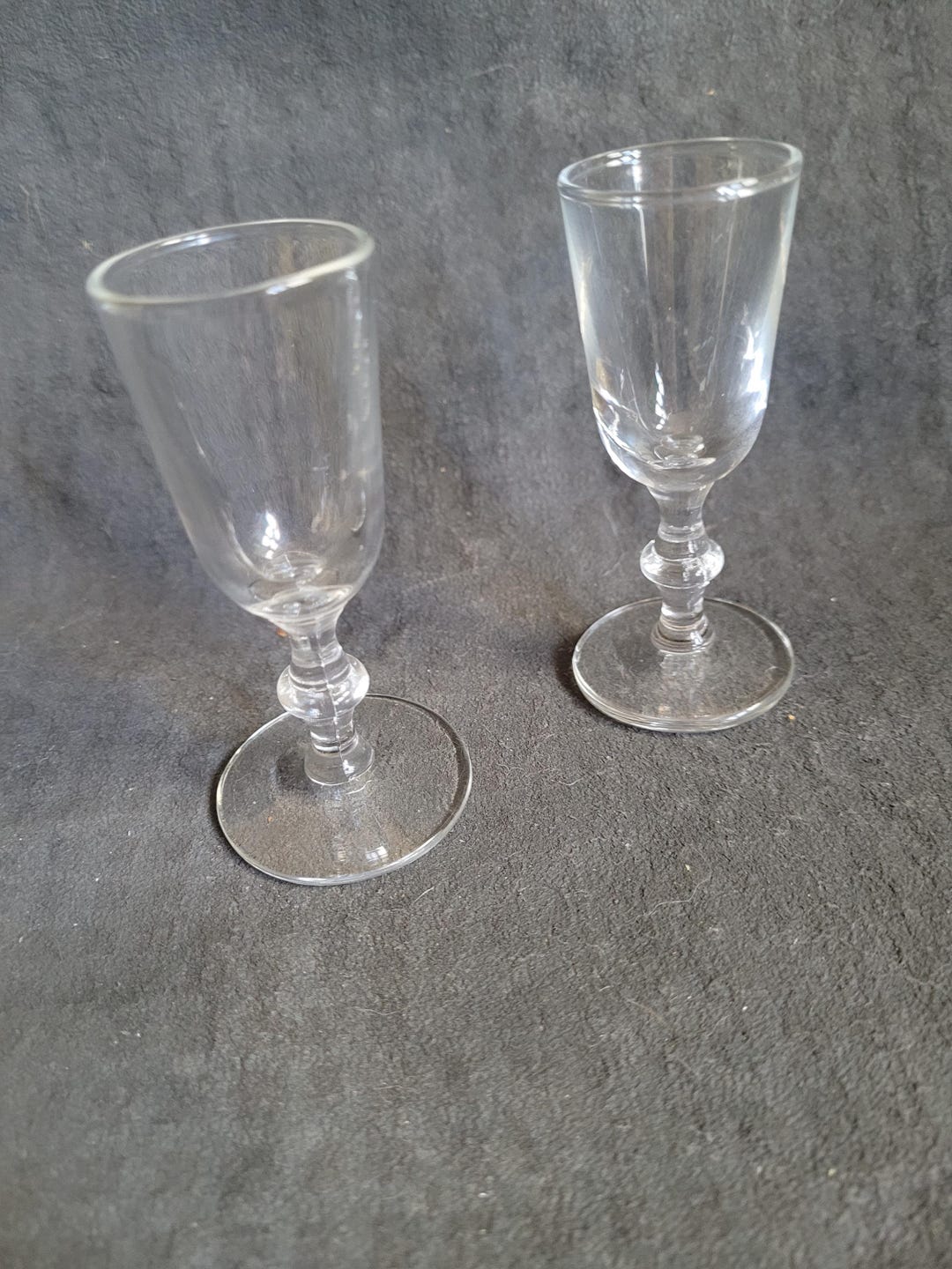 Vintage Clear Glass Stemmed Shot Glasses Set of 2 - Etsy