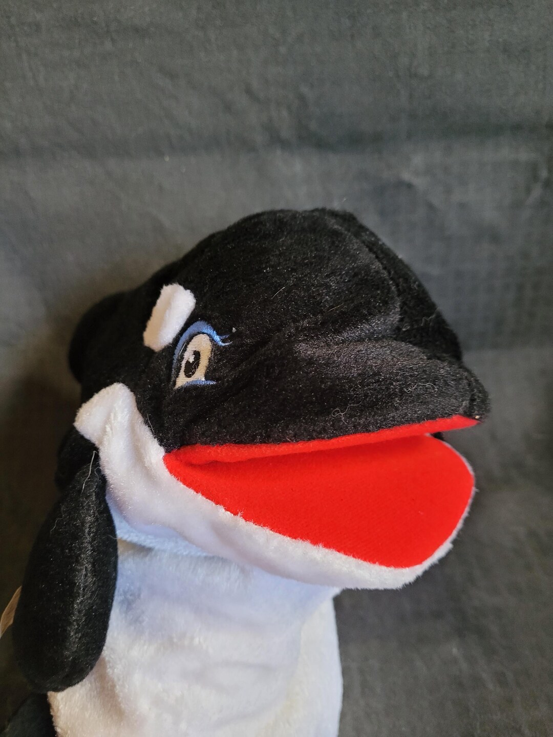 Vintage Seaworld Hand Puppet Black White W/ Squeaker Mouth Killer Whale ...