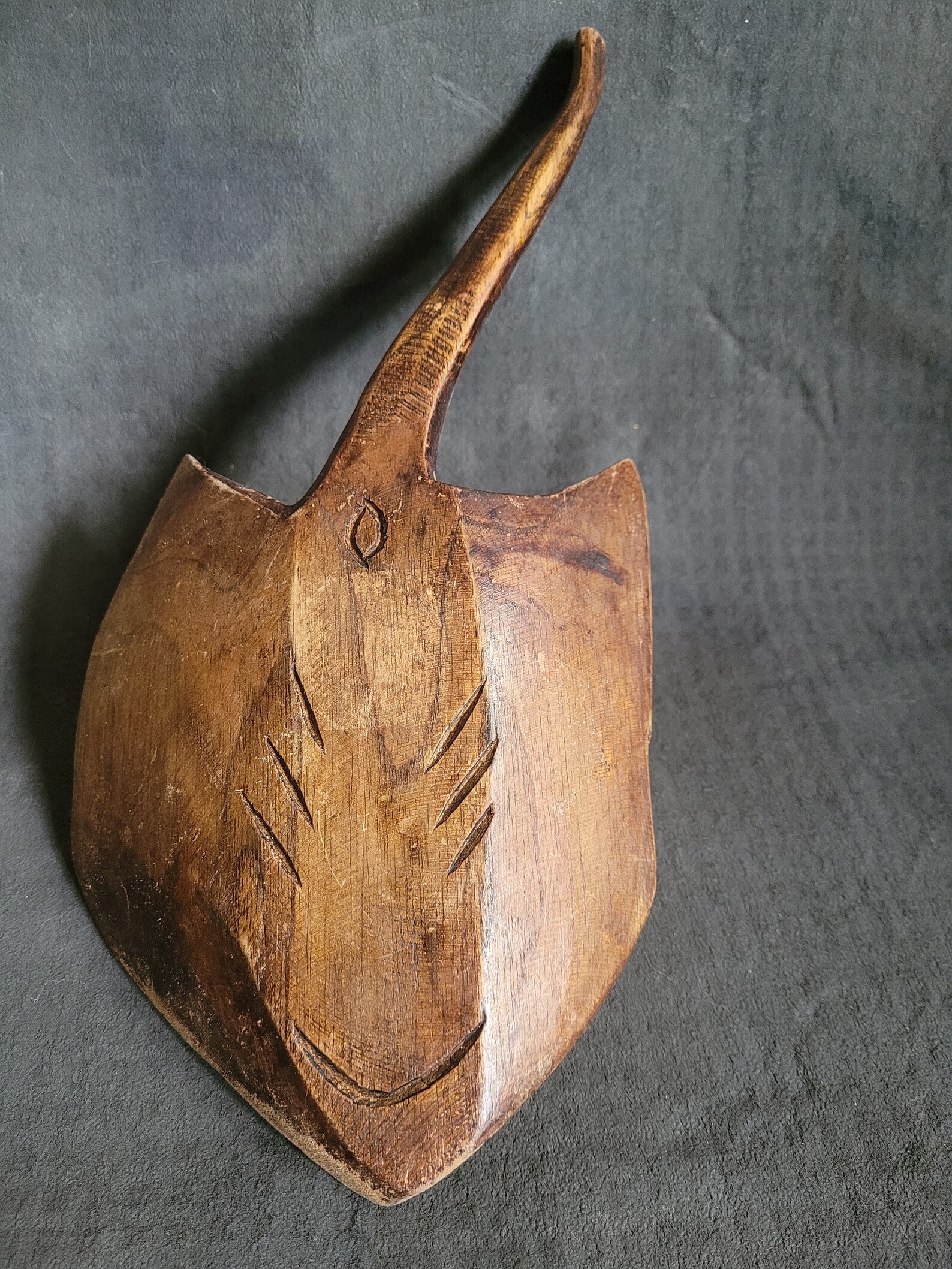 Vintage Wooden Stingray Statue Hand Carved Wood Ray Ocean Sea Creature ...