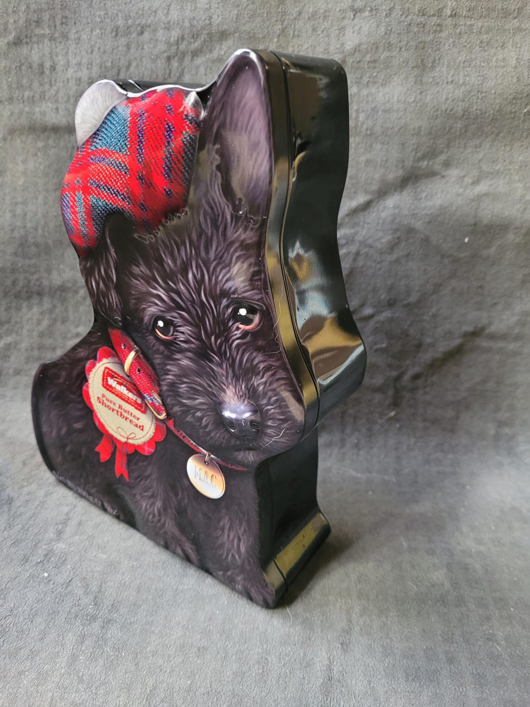 Walkers Shortbread Black Scottie MAC Dog Shaped Cookie Tin 8 1/2"x 6 1/ ...