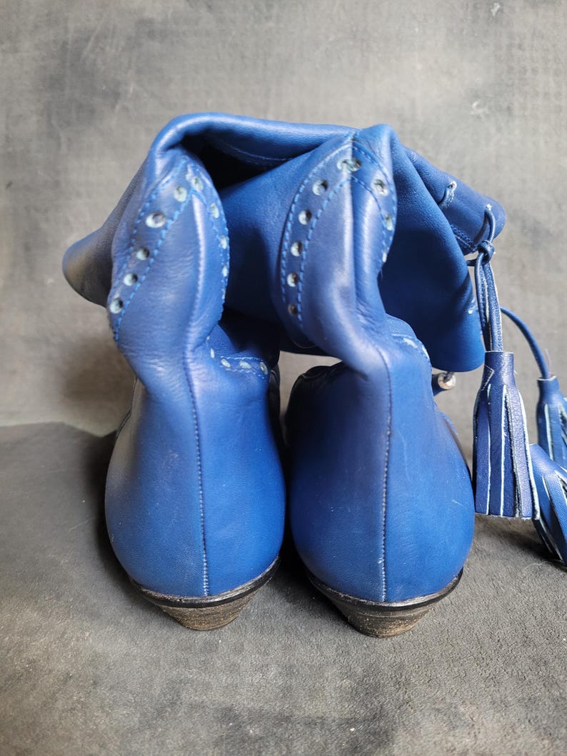 Vintage Made in Italy Honolulu Blue Genuine Leather Boots 36 1/2 - Etsy