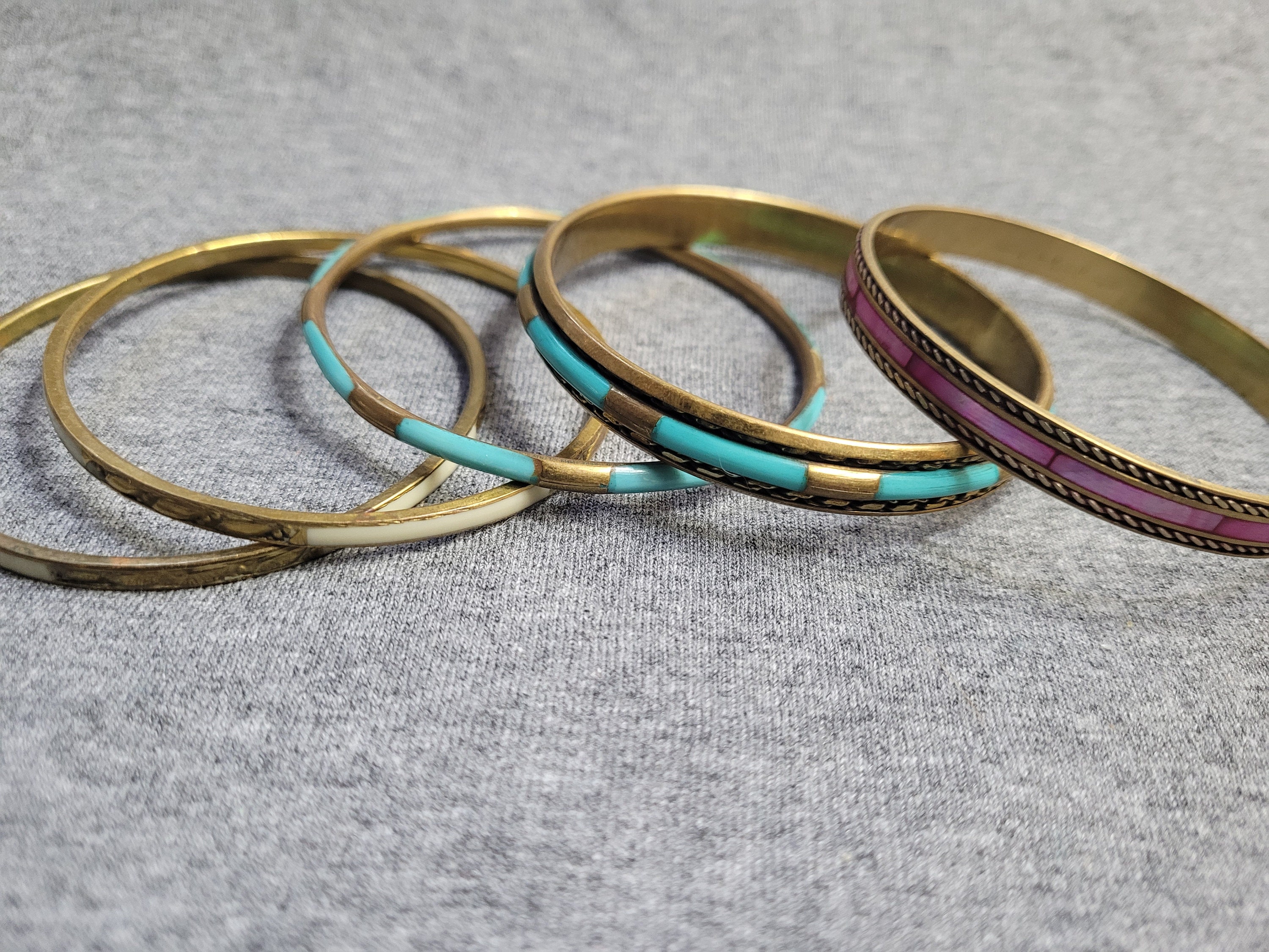 Vintage Brass Bangel Set - Etsy