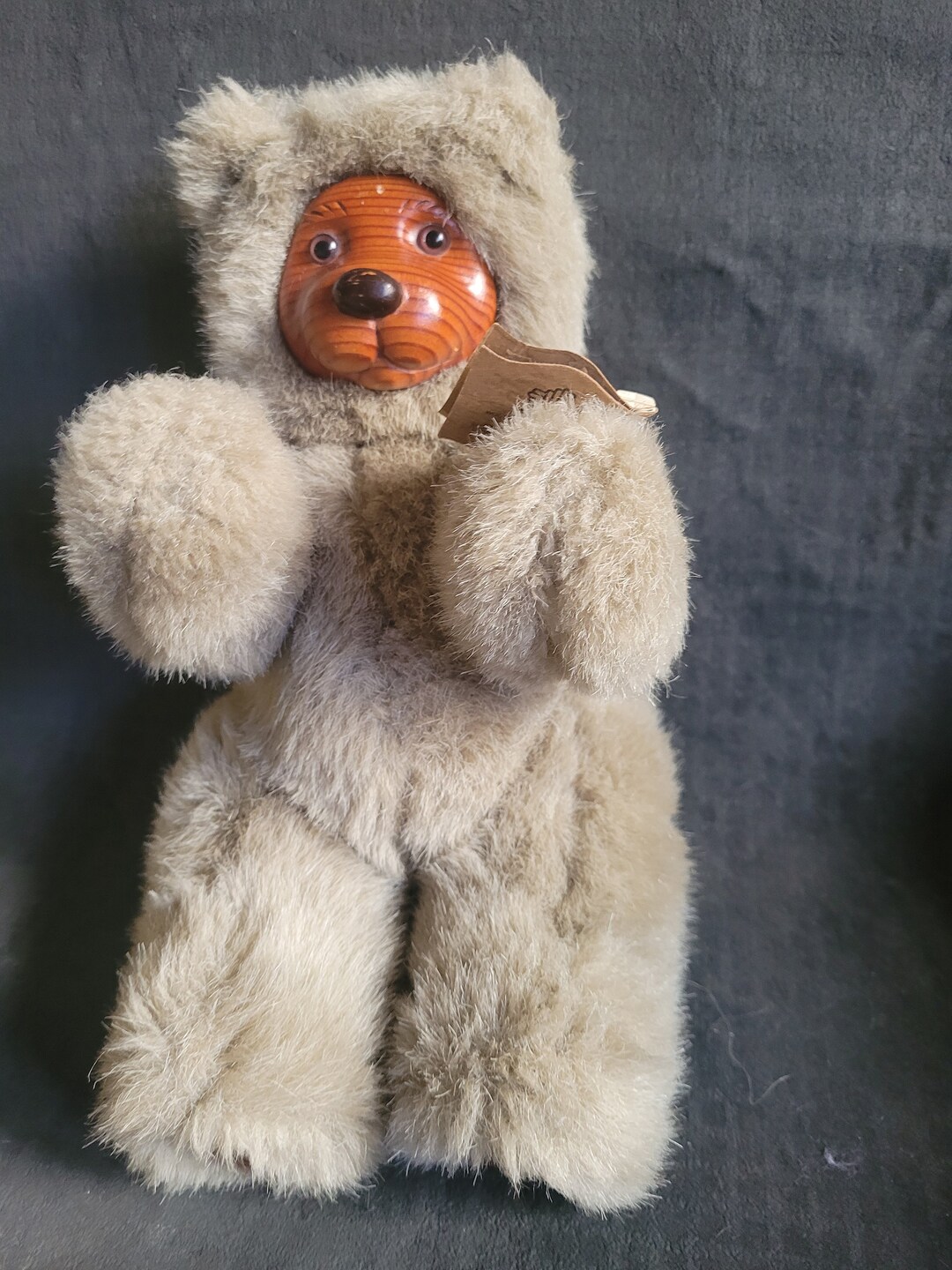 1989 Robert Raikes Jointed Cookie Bear Wood Face Plush Stuffed Animal ...