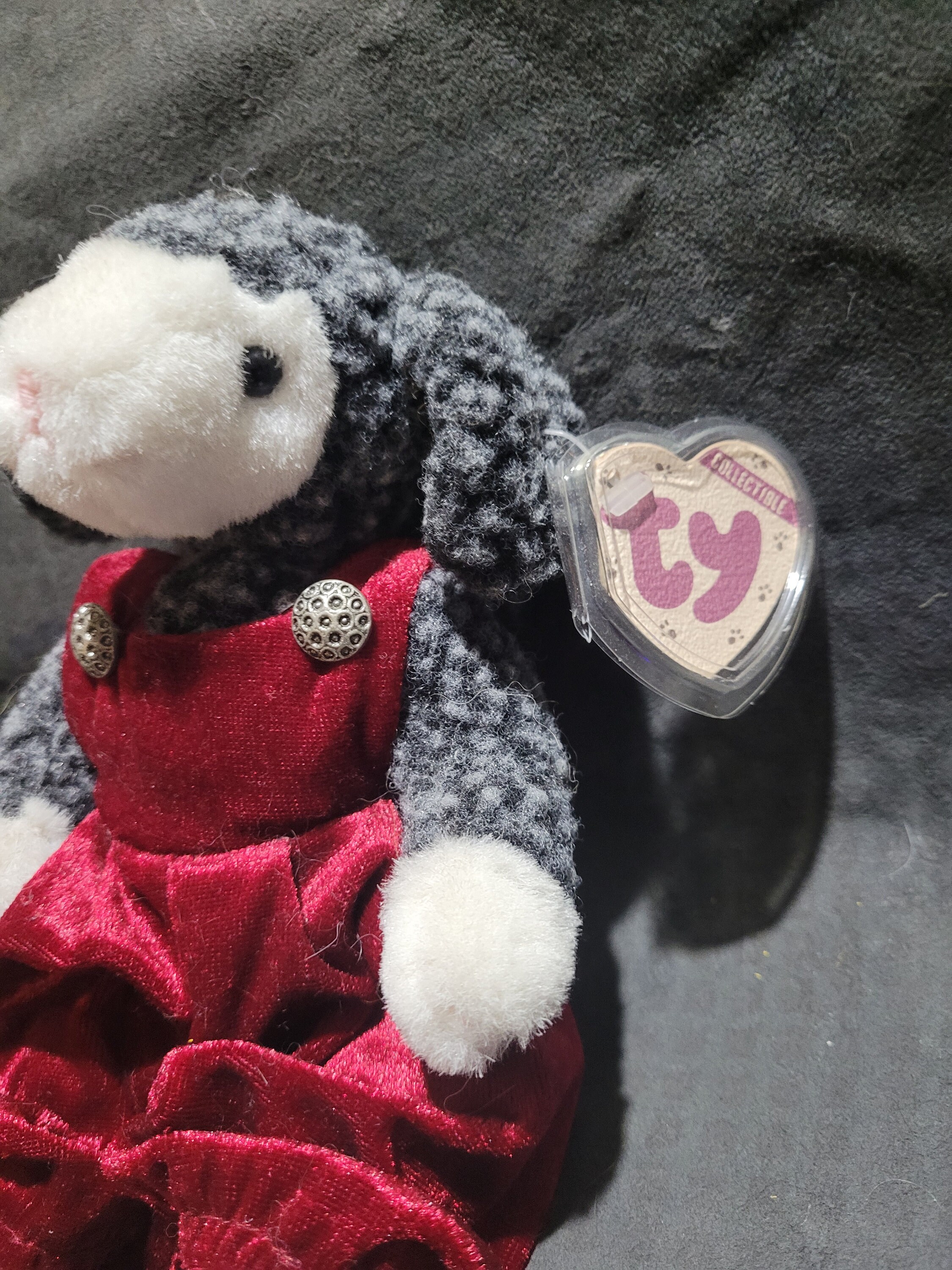 Ty Collectible Lilly the Lamb Jointed Bean Bag Plush Maroon Jumpsuit ...
