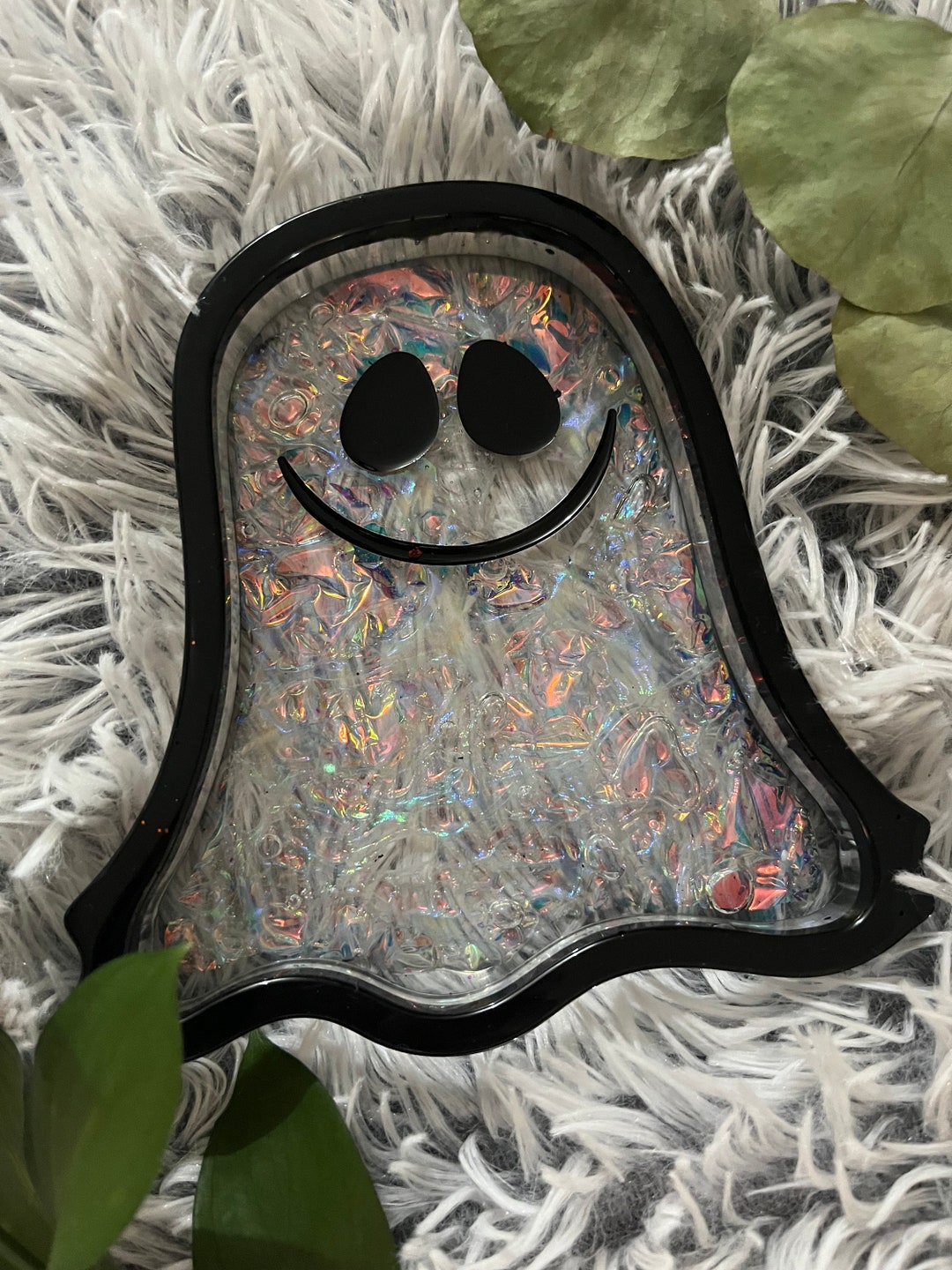 Ghost Tray Candy Dish Trinket Dish Resin Tray Holographic Iridescent ...