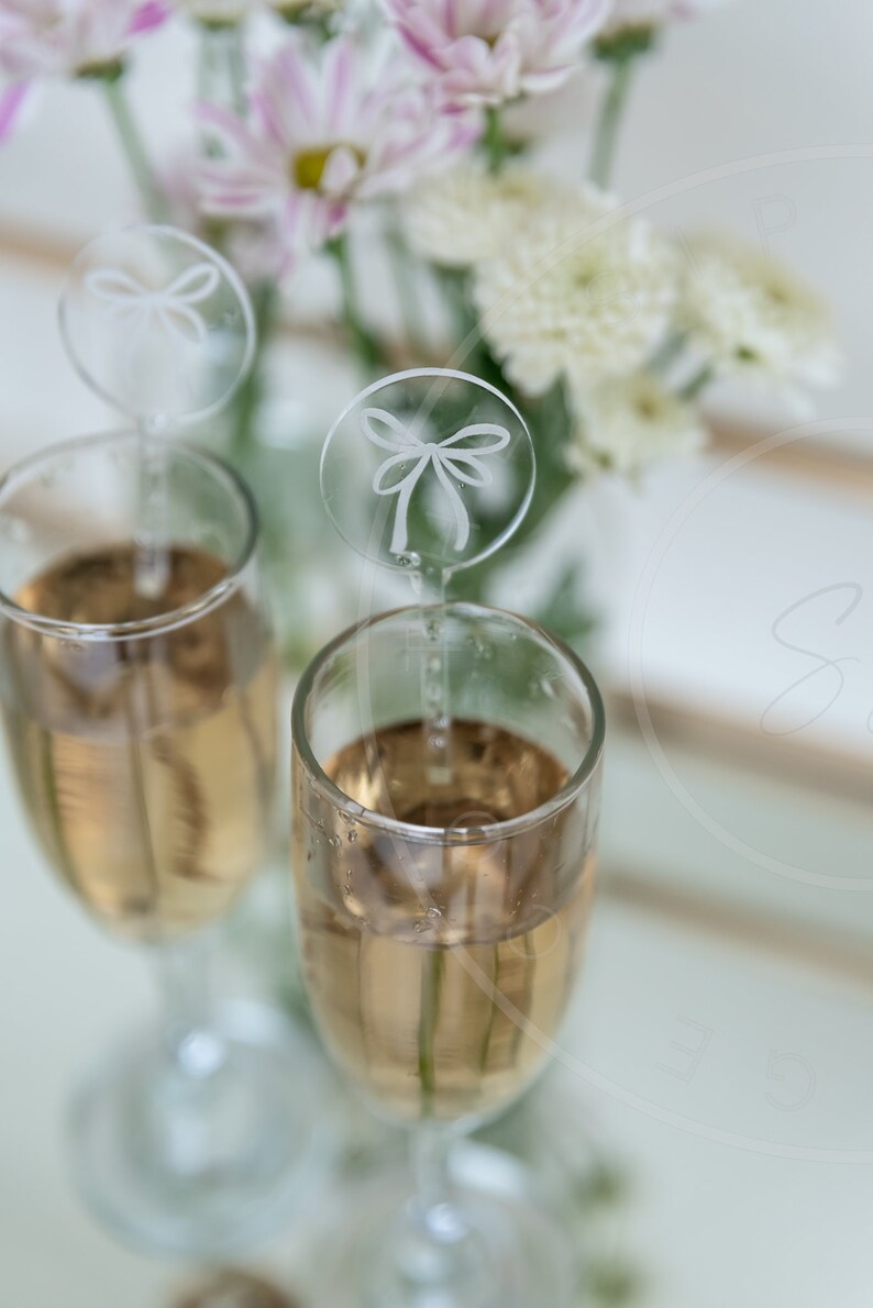Engraved Clear Bow Drink Stirrers Cut Out Drink Stirrers Swizzle Sticks ...