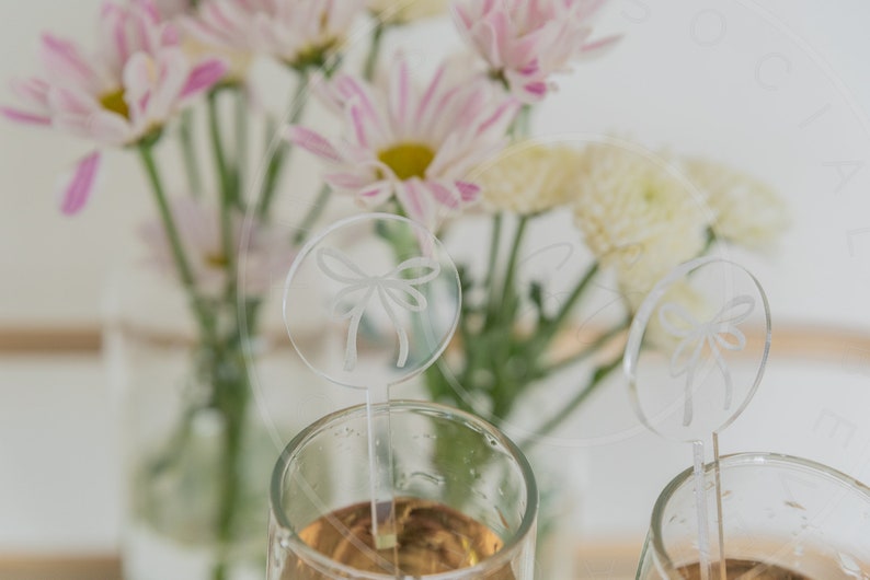 Engraved Clear Bow Drink Stirrers- Cut Out Drink Stirrers- Swizzle ...