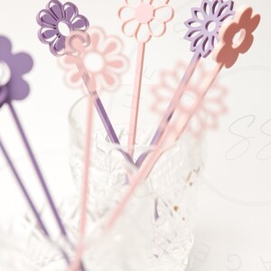 SET OF 4- Cute Daisy Drink Stirrers-daisy's- Drink Stirrers- Drink Tags ...