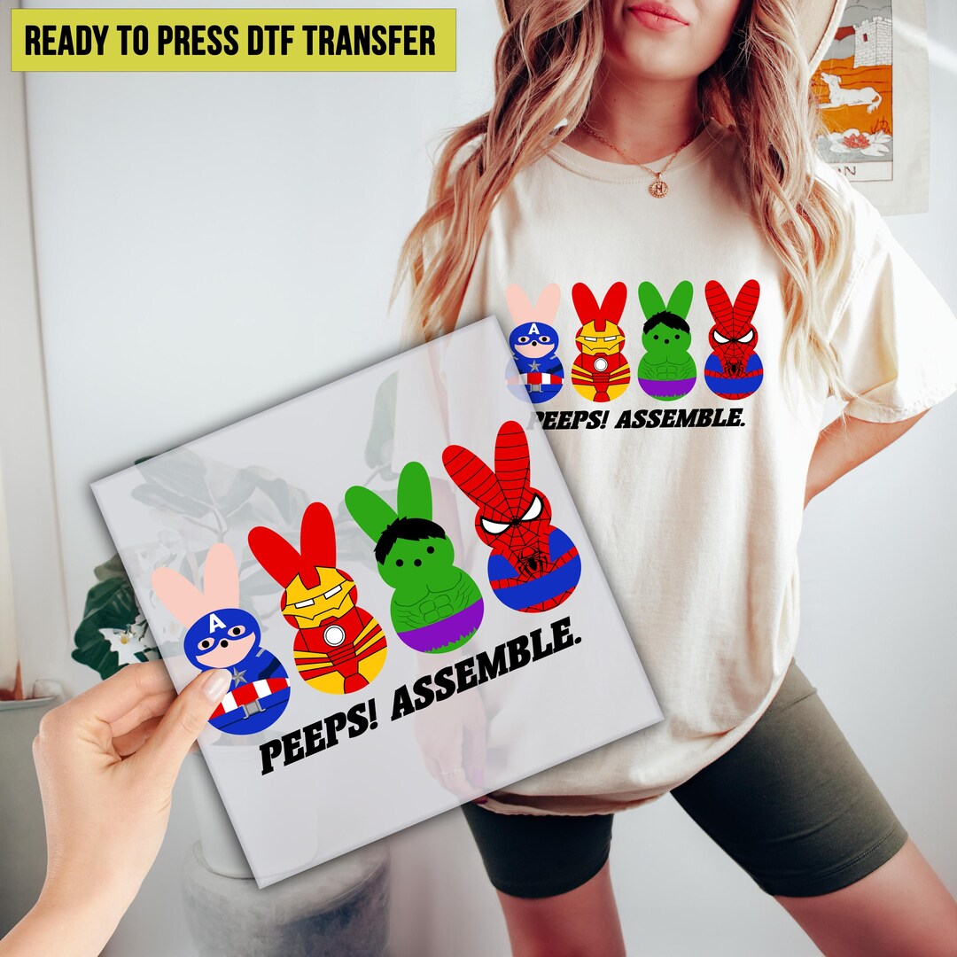 Easter Bunny Peeps DTF Transfer,easter Hero Bunny Ready to Press, DTF ...