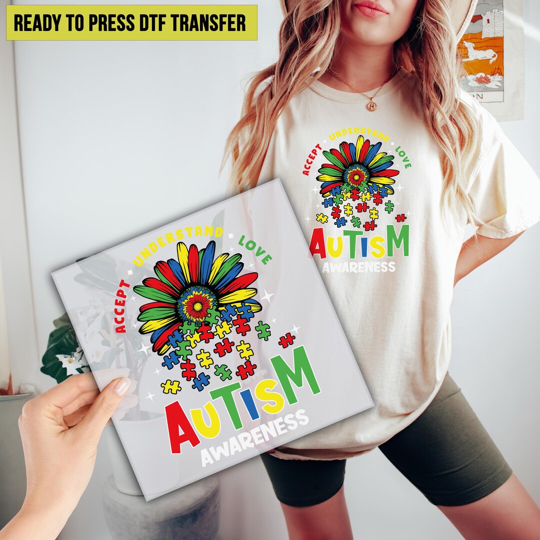 Autism Awareness DTF Transfer, Infinity Symbol Heart Ready to Press ...