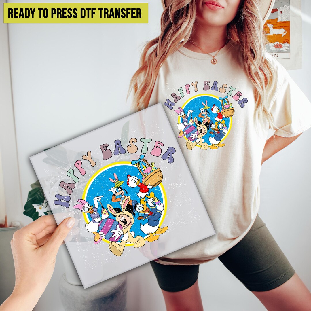 Happy Easter Mickey and Friends DTF Transfer, Mickey & Friends Easter ...
