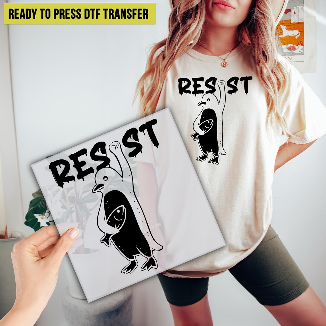 Penguin Protest DTF Transfer: Resist Flippers up Ready to Press - Etsy