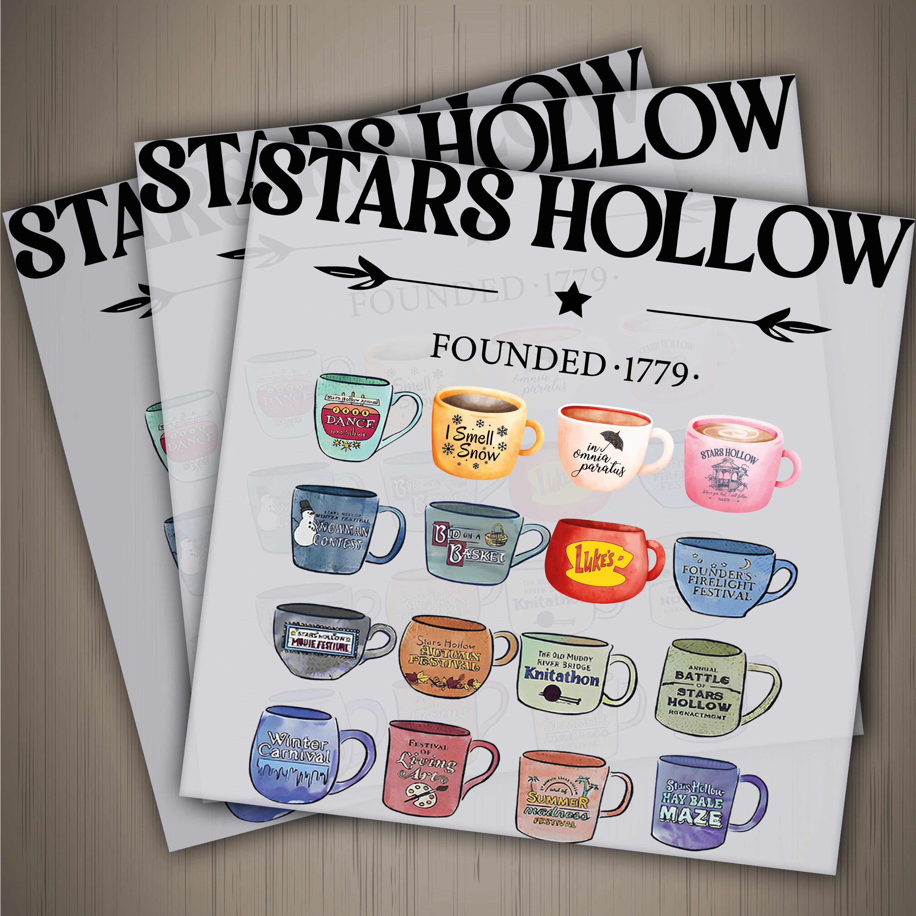 Stars Hollow Coffee Mug Ready to Press, Lukes Diner DTF Transfer, High ...