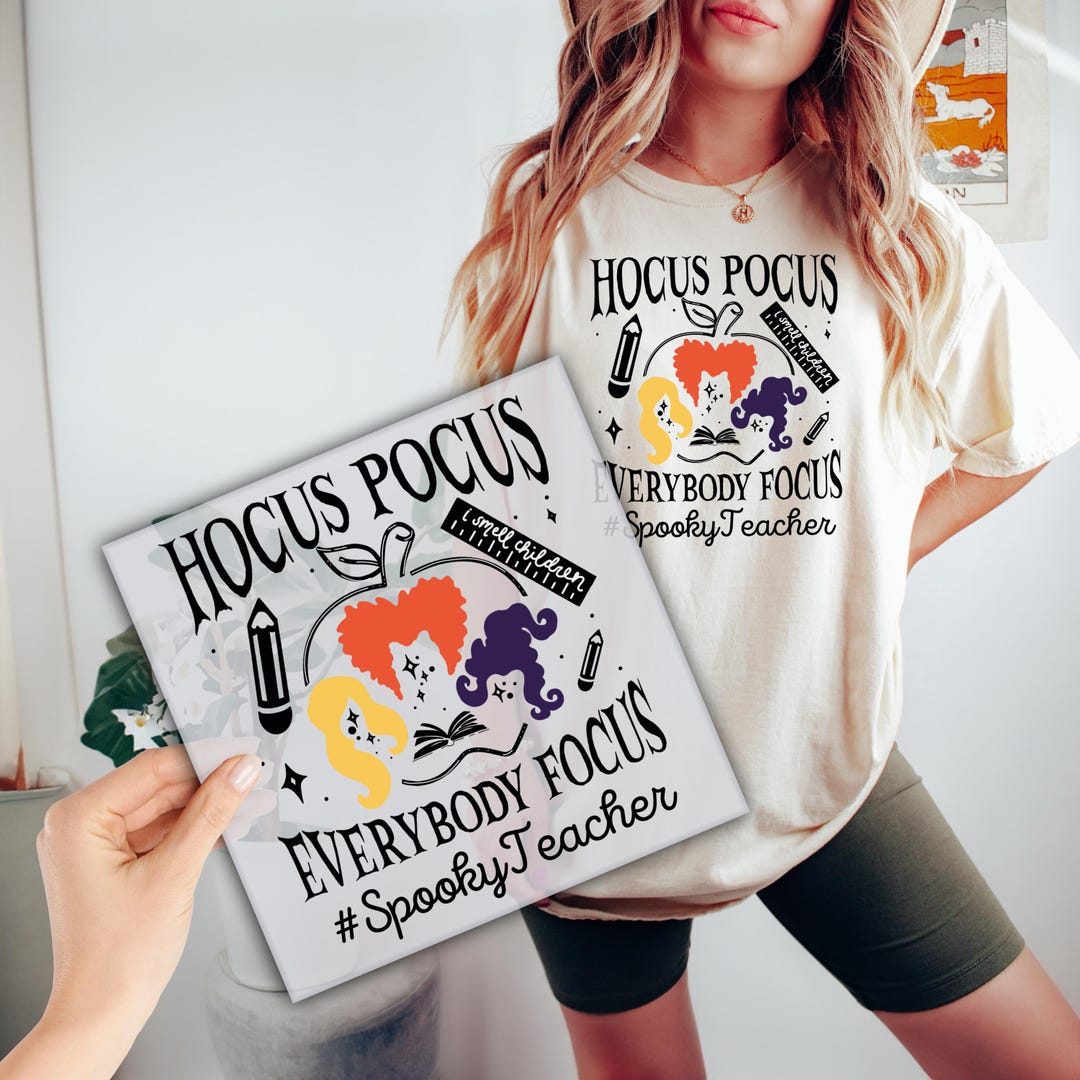 Hocus Pocus Teacher Ready to Press, Halloween Teacher DTF Transfer ...
