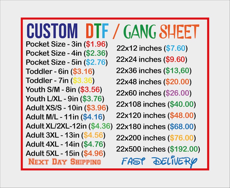 Dtf Transfers Ready for Press, Gang Sheet Heat Transfer - Etsy