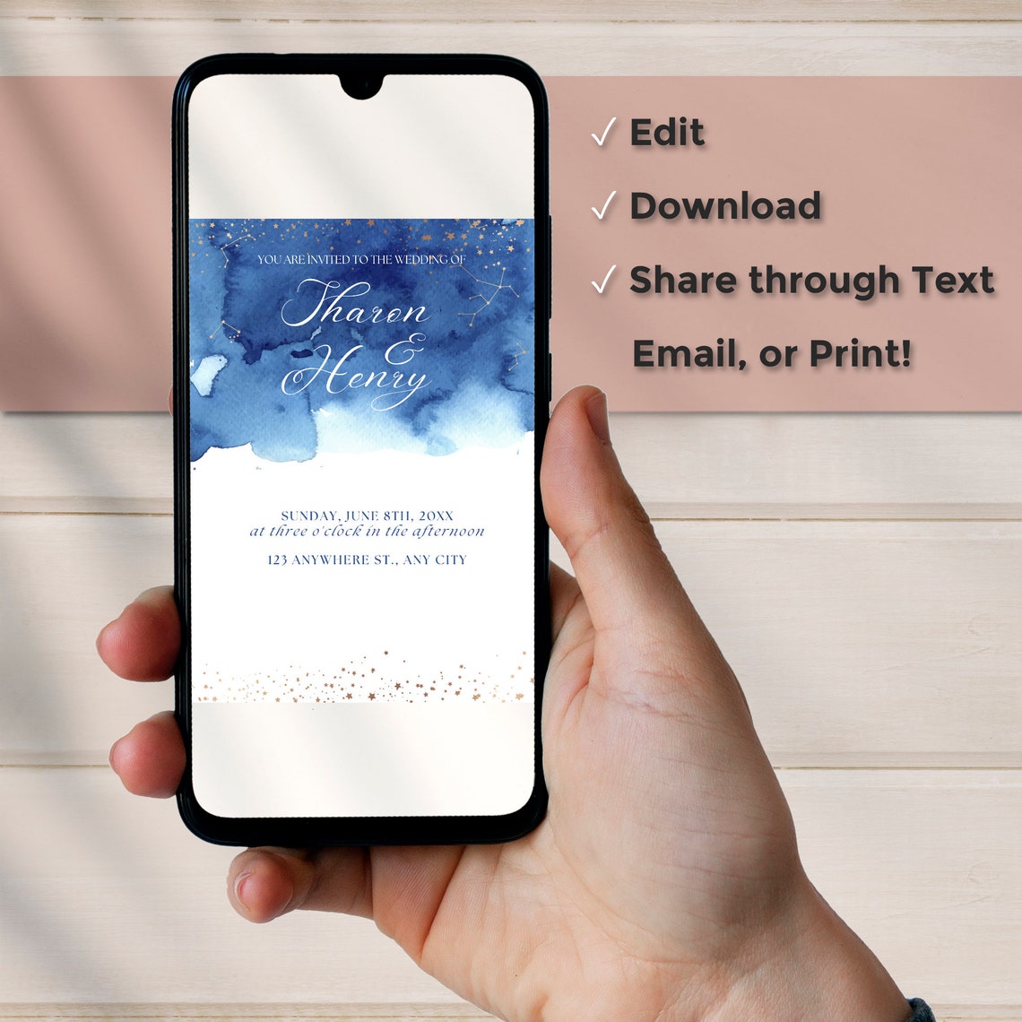 Wedding Timeline / Modern Blue Template / Editable Invitation - Etsy