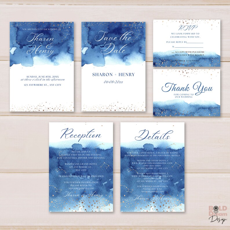 Wedding Timeline / Modern Blue Template / Editable Invitation - Etsy