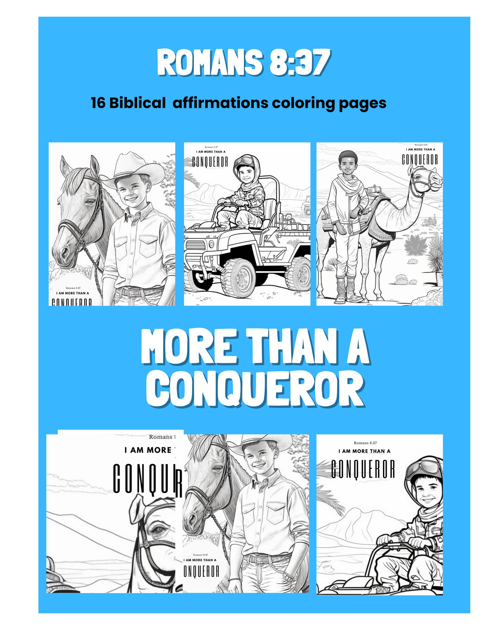 Biblical Affirmation Romans 8:37 Coloring Page Printable Christian Kids ...