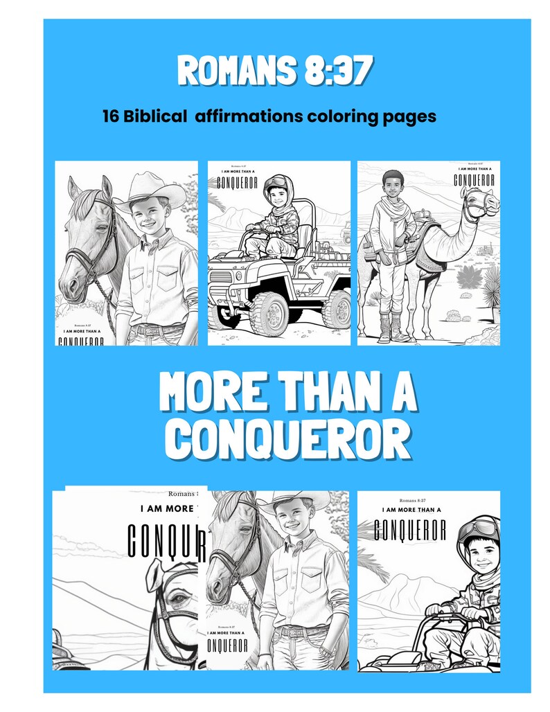 Biblical Affirmation Romans 8:37 Coloring Page Printable Christian Kids ...
