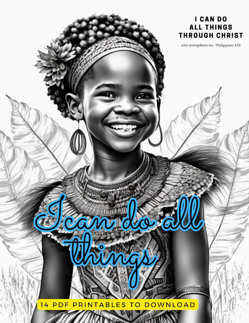 Phil 4:13 Biblical Affirmation Coloring Page Printable Christian Kids ...