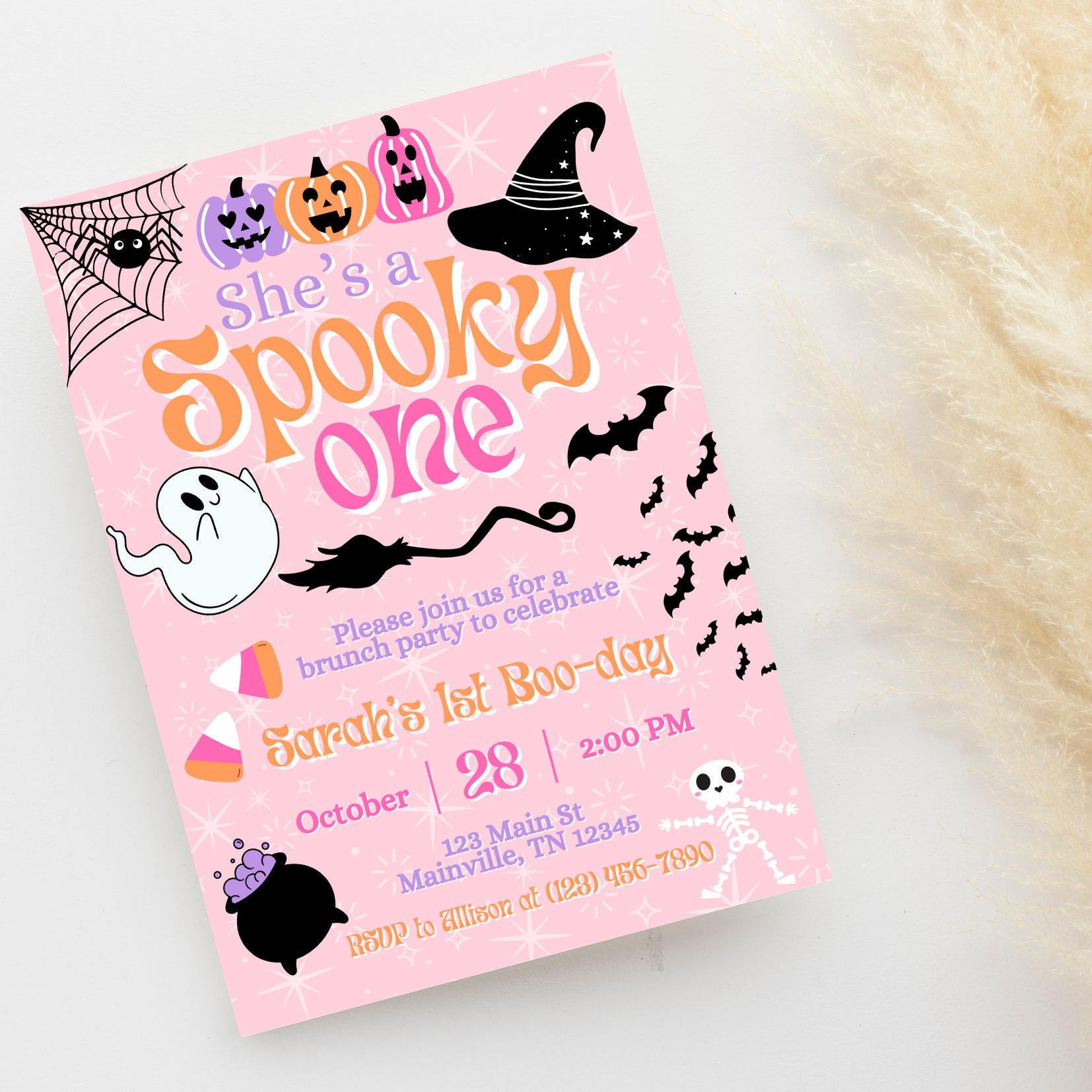 Custom Spooky One Birthday Invite Halloween Birthday First - Etsy
