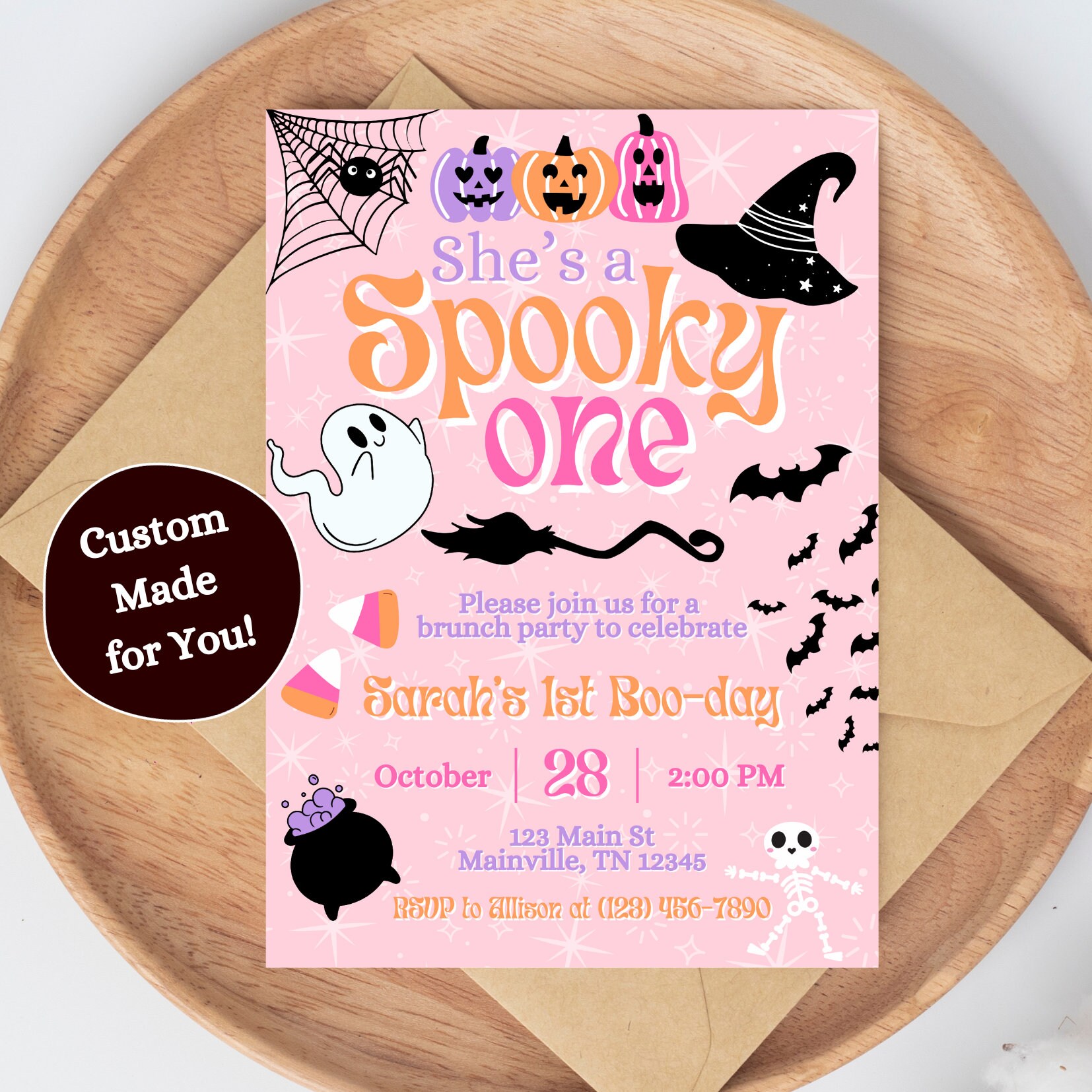 Custom Spooky One Birthday Invite Halloween Birthday First - Etsy